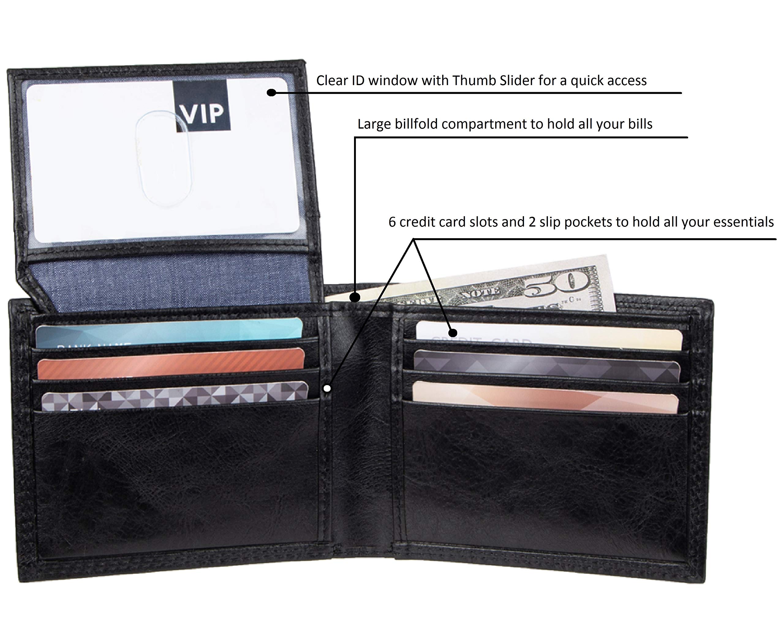 Amazon Essentials Men's Bifold Wallet, Black, One Size