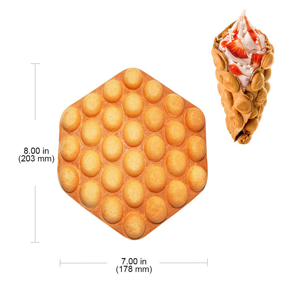 ALDKitchen Bubble Waffle Maker for Egg Puff and Hong Kong Waffles | Professional Electric Bubble Waffle Iron with Nonstick Coating and Manual Thermostat | Stainless Steel | 110V