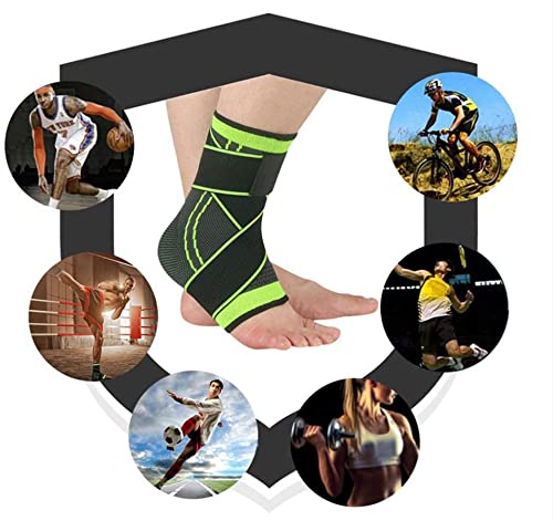 Ankle Brace Protector Sleeves Adjustable,Alleviate Achilles Tendon Pain, Sprain, Sports Injury Healing Stabilizer (Green)