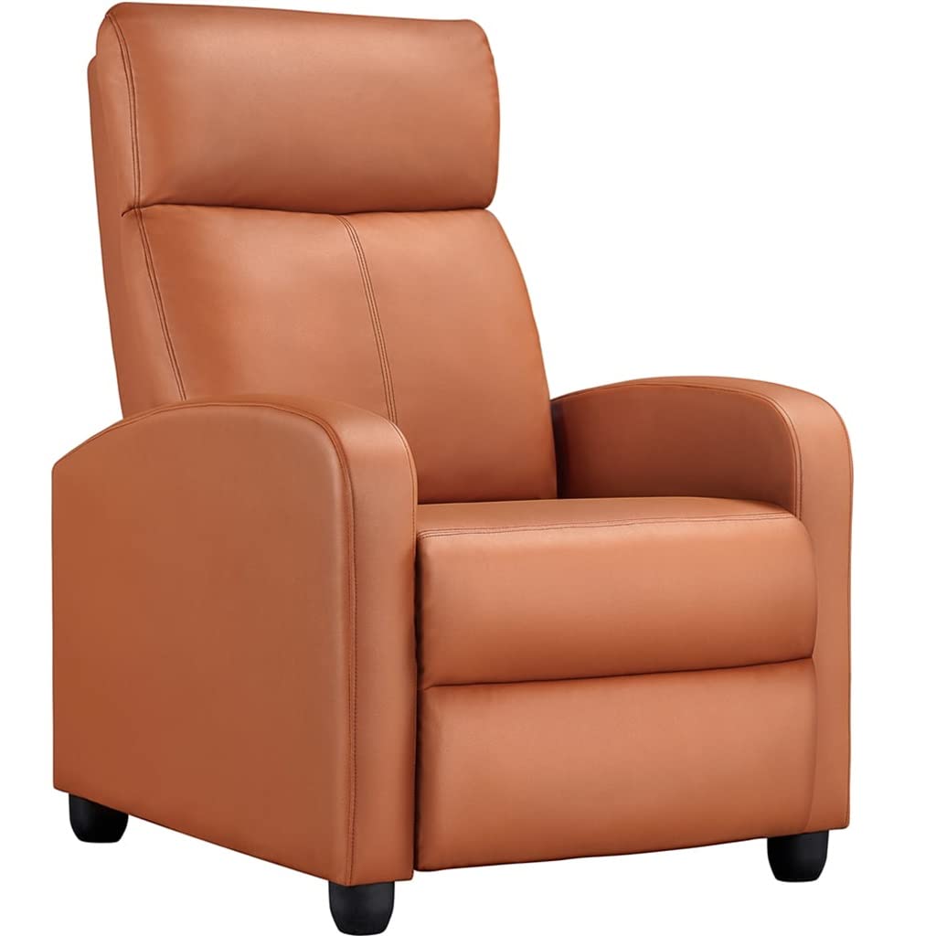 ADUH Faux Leather Push Back Theater Recliner Sofa Waterproof Leisure Lazy Single Sofa for Living Room Bedroom