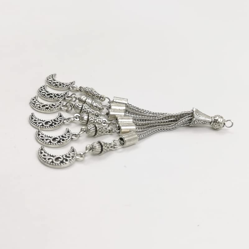 Accessories tasbih Moon Pendant Metal Tassel Rosary Pendant (Silver)