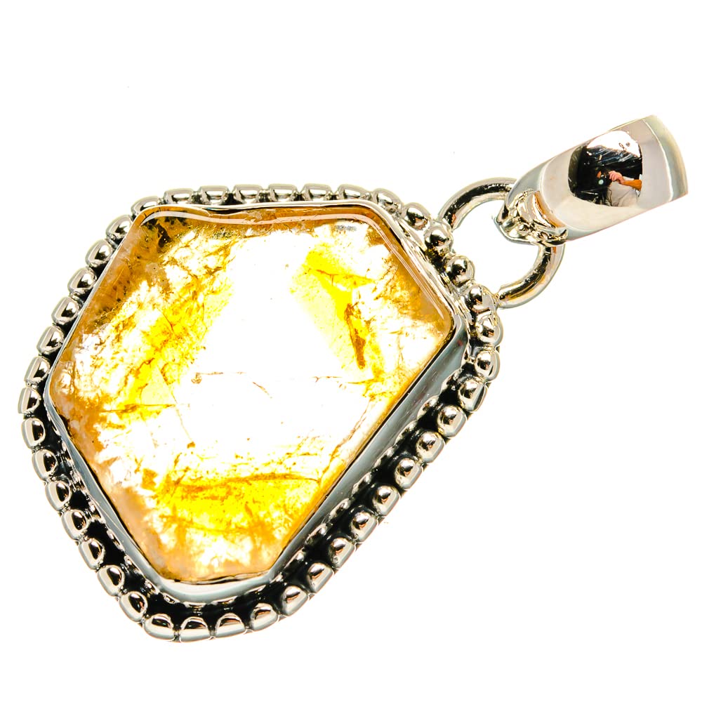 Ana Silver Co Rough Citrine Pendant 1 1/4" (925 Sterling Silver) - Handmade Jewelry, Bohemian, Vintage PD25327