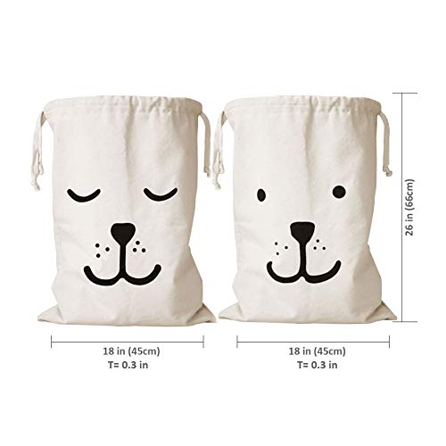 Lependor Kids Toy Canvas Duffle Storage Carry Heavy Duty Basket Laundry Bag Reusable Wall Delicates with Drawstring Pouch Christmas Gift for Travel, Ladies Sweater (Smile,18" x 26")