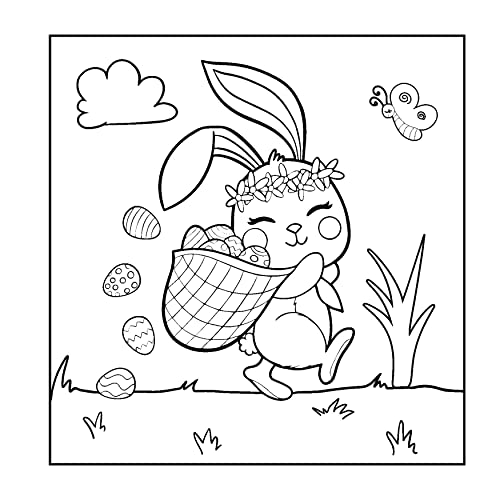 Easter Coloring Book For Kids: Cute and Simple Easter Bunny, Eggs and Spring Illustrations for Kids Ages 4-8, Perfect Easter Basket Stuffer for Young Children