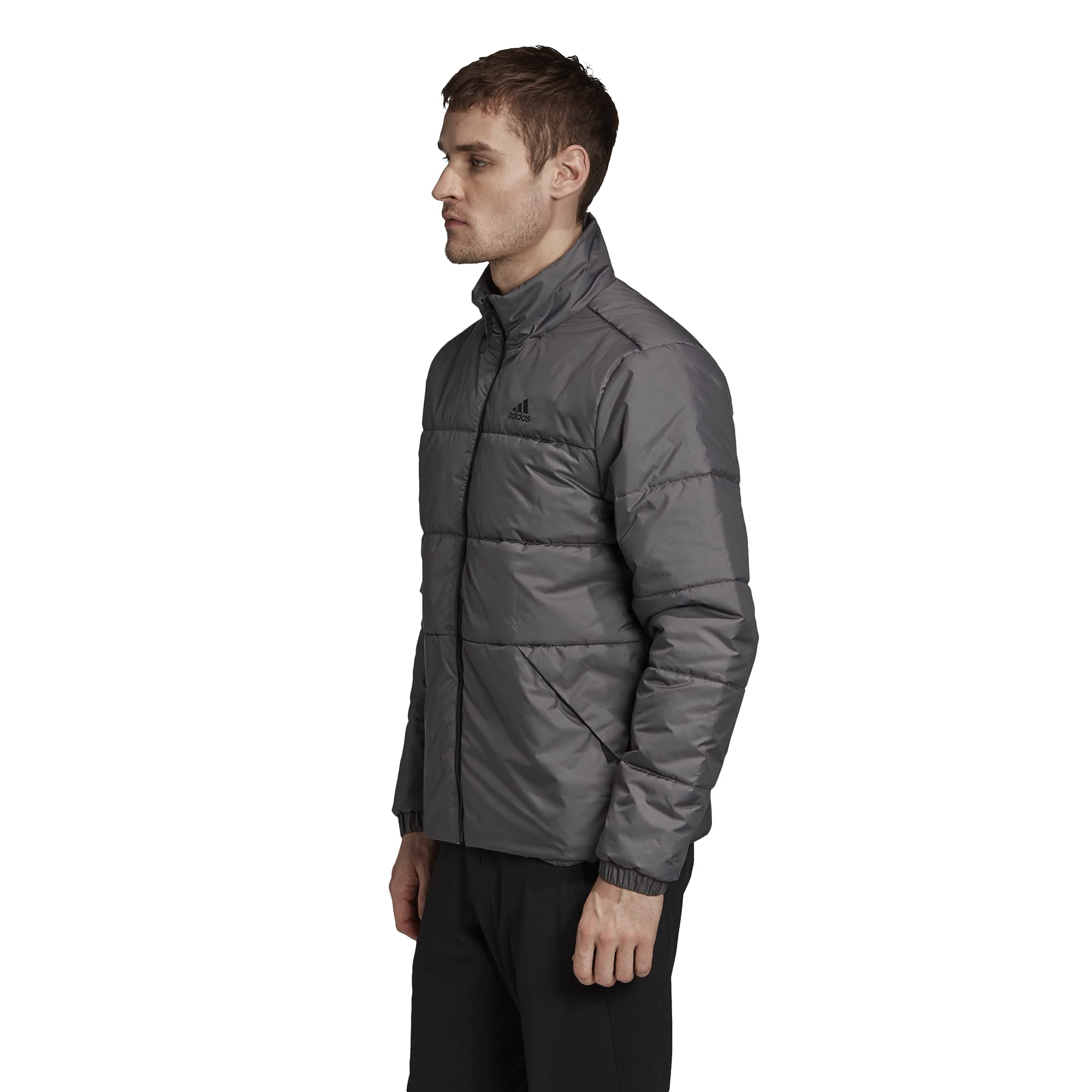 adidas Outdoor mens Basic 3-Stripes Insulated Jacket Grey Medium