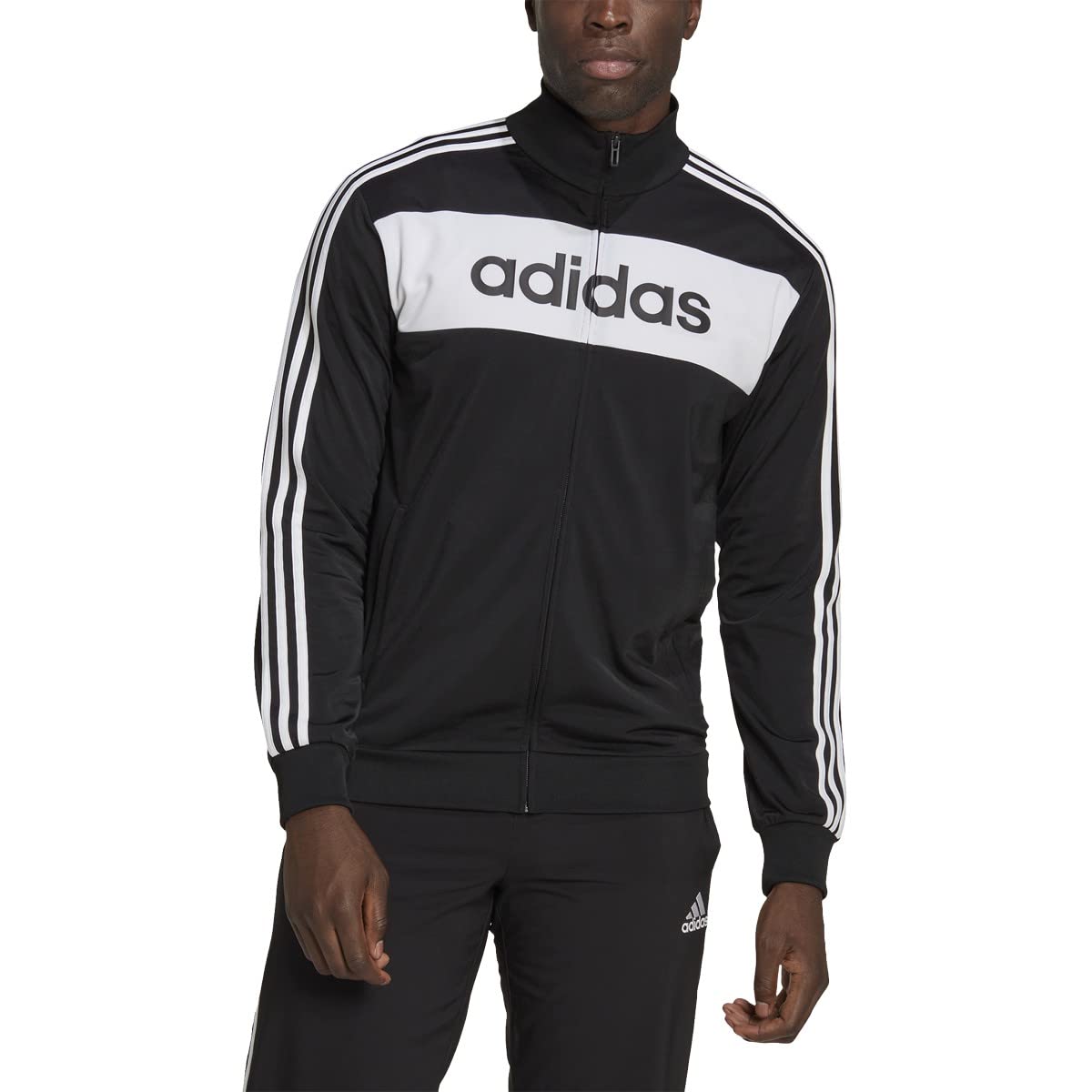 adidas Big & Tall Essentials Tricot 3-Stripes Linear Track Jacket Black 3XL Tall