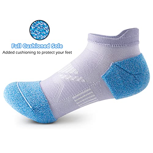 Ankle Socks Womens Athletic Running Low Cut Compression No Show Cushioned Socks 5-Pairs Mutil-colorful