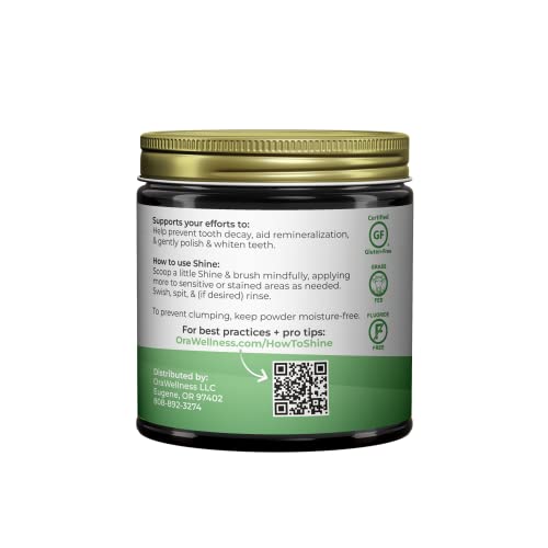 OraWellness Shine Remineralizing Tooth Powder with Hydroxyapatite, Natural Teeth Whitening Powder, Tooth Stain Remover and Polisher, Fresh Mint