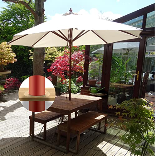 Biaungdo 3 Sets 2 Inch Outdoor Patio Table Umbrella Hole Ring and Cap Set, Standard Size Garden Beach Tablet Thicker Hole Ring Plug and Cap Set(Wood Color)
