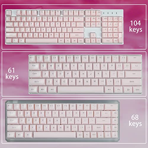 COTAIWA Crystal Keycaps,Ice Crystal Keycap,ABS Jelly Key caps Set for 61 68 104 Mechanical Gaming Keyboard OEM Profile English Layout(Pink)