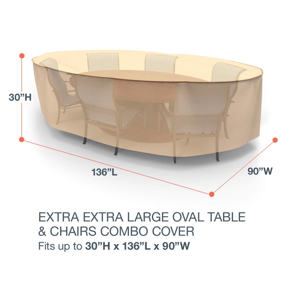 Budge Sedona Oval Patio Table & Chairs Combo Cover, Tan, Extra Large