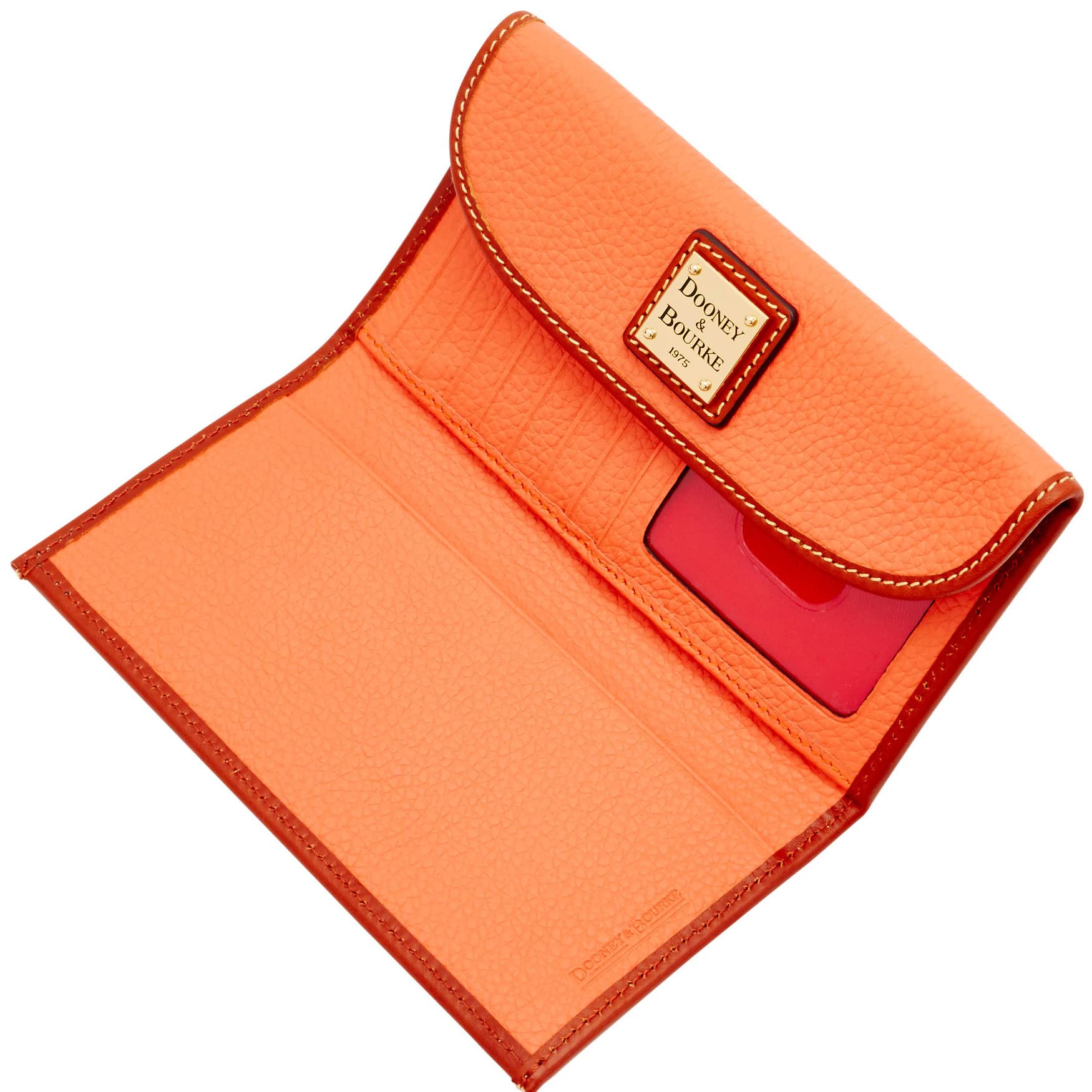 Dooney & Bourke Women's Continental Clutch in Pebble Grain Leather, Trifold Wallet with Multiple Card Holder, Red