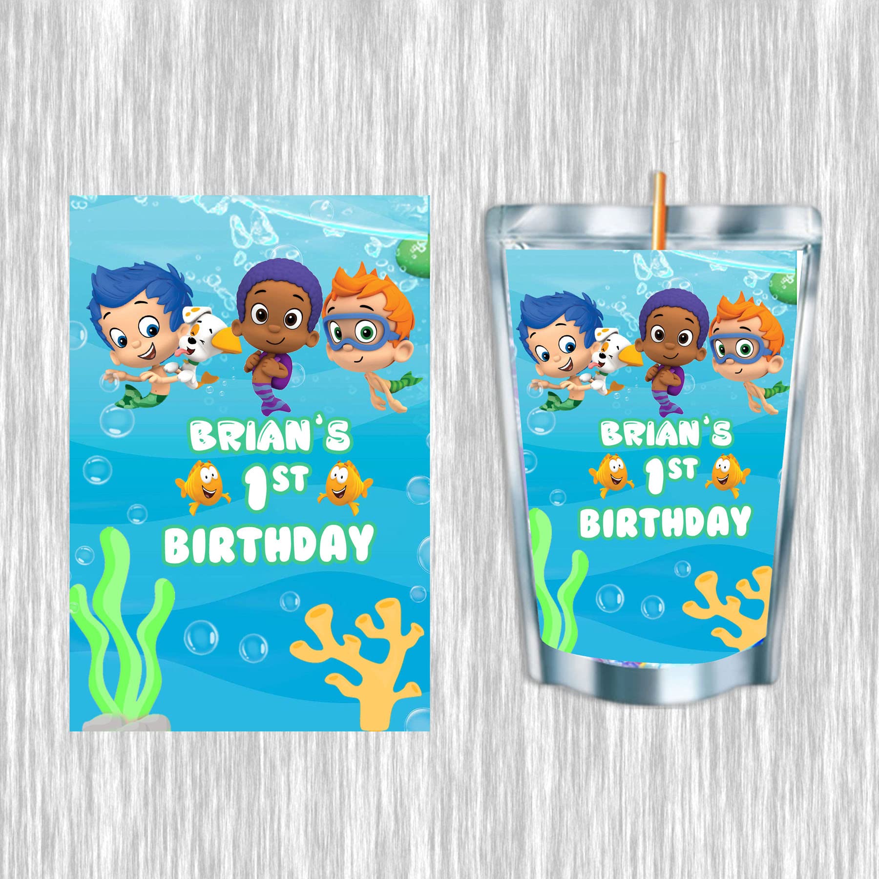 Bubble Guppies Juice Pouches - Printed Adhesive Labels or Assembled Drinks - 12Pack