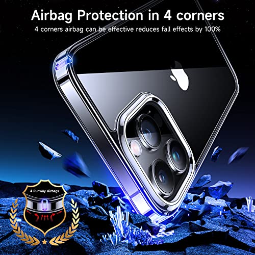 Humixx [5 in 1] for iPhone 14 Pro Case, with 2X Screen Protector + 2X Lens Protector, [20x Anti-Yellowing][12 FT Drop Protection] Clear Shockproof Protective Case for iPhone 14 Pro 6.1 inch