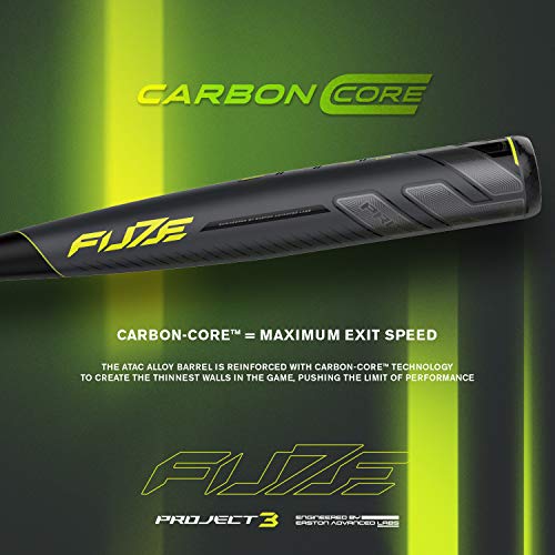 EASTON Project 3 Fuze -3 BBCOR Baseball Bat | 33 inch / 30 oz | 2019 | 1 Piece Aluminum | Carbon-Core | ATAC Alloy | Power Boost Knob | VRS COR | Composite End Cap