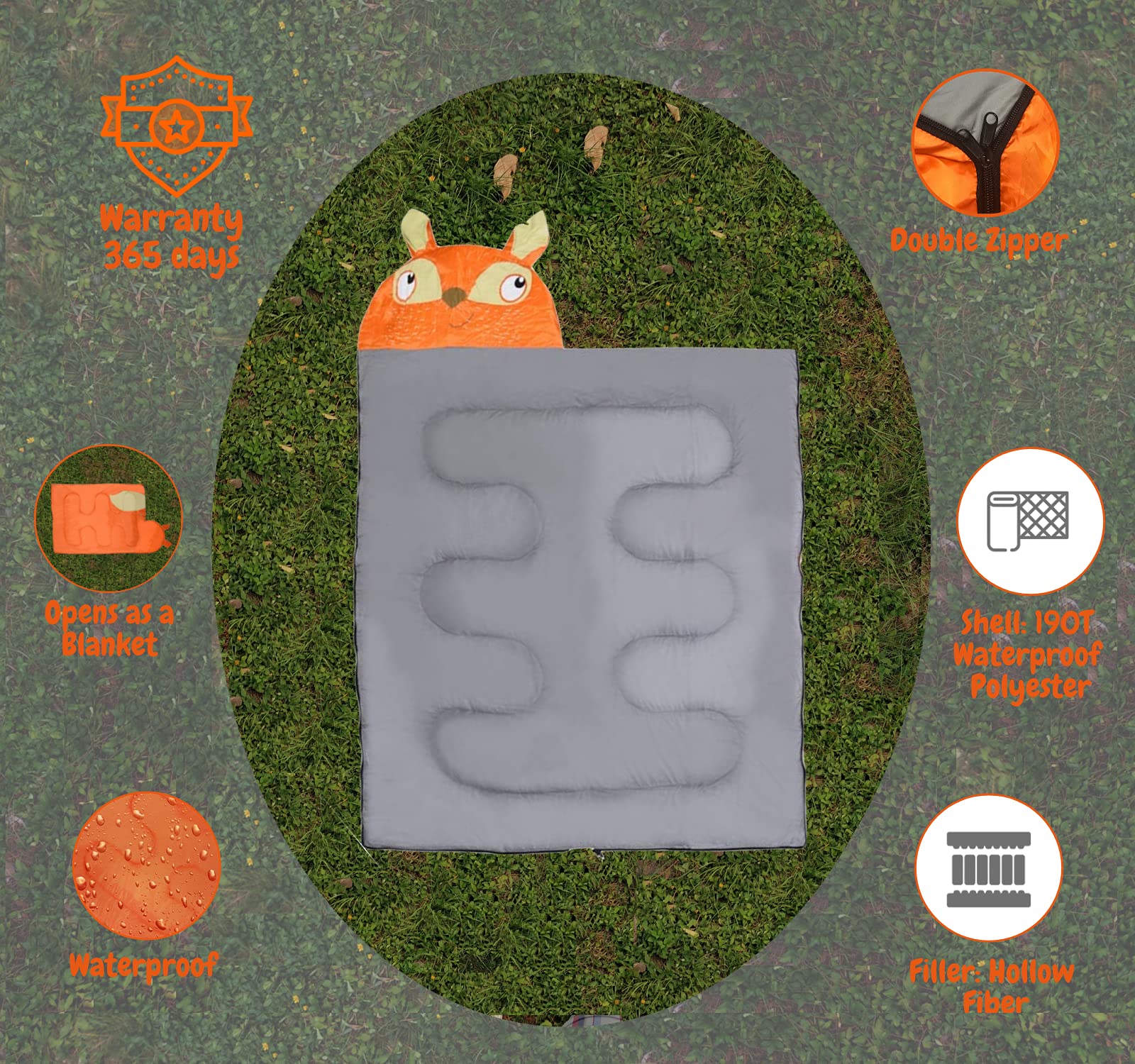 Animal Pattern Sleeping Bag with Sleeping Mask, Indoor & Outdoor Use, Lightweight & Waterproof, Perfect for Traveling, 3 Season Warm and Cold Weather