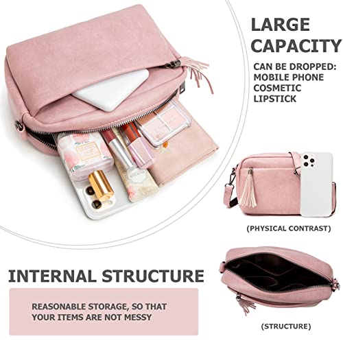 myfriday Lightweight Medium Crossbody Bag for Women, Camera Shoulder Purses Pocketbooks with Tassel and Triple Zipper Pocket