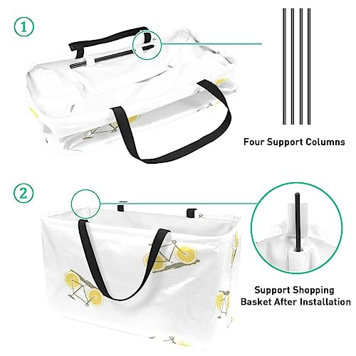 Bicycle Full Print Large Capacity Laundry Organizer Tote Bag - Reusable and Foldable Oxford Cloth Shopping Bags
