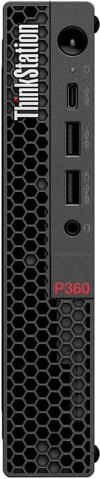 Lenovo ThinkStation P360 Business Mini Desktop Black (Intel i7-12700T, 16GB RAM, NVIDIA T400, 512GB SSD, WiFi, Bluetooth, HDMI, USB 3.2, Display Port, Black, Win 10 Pro) with Hub
