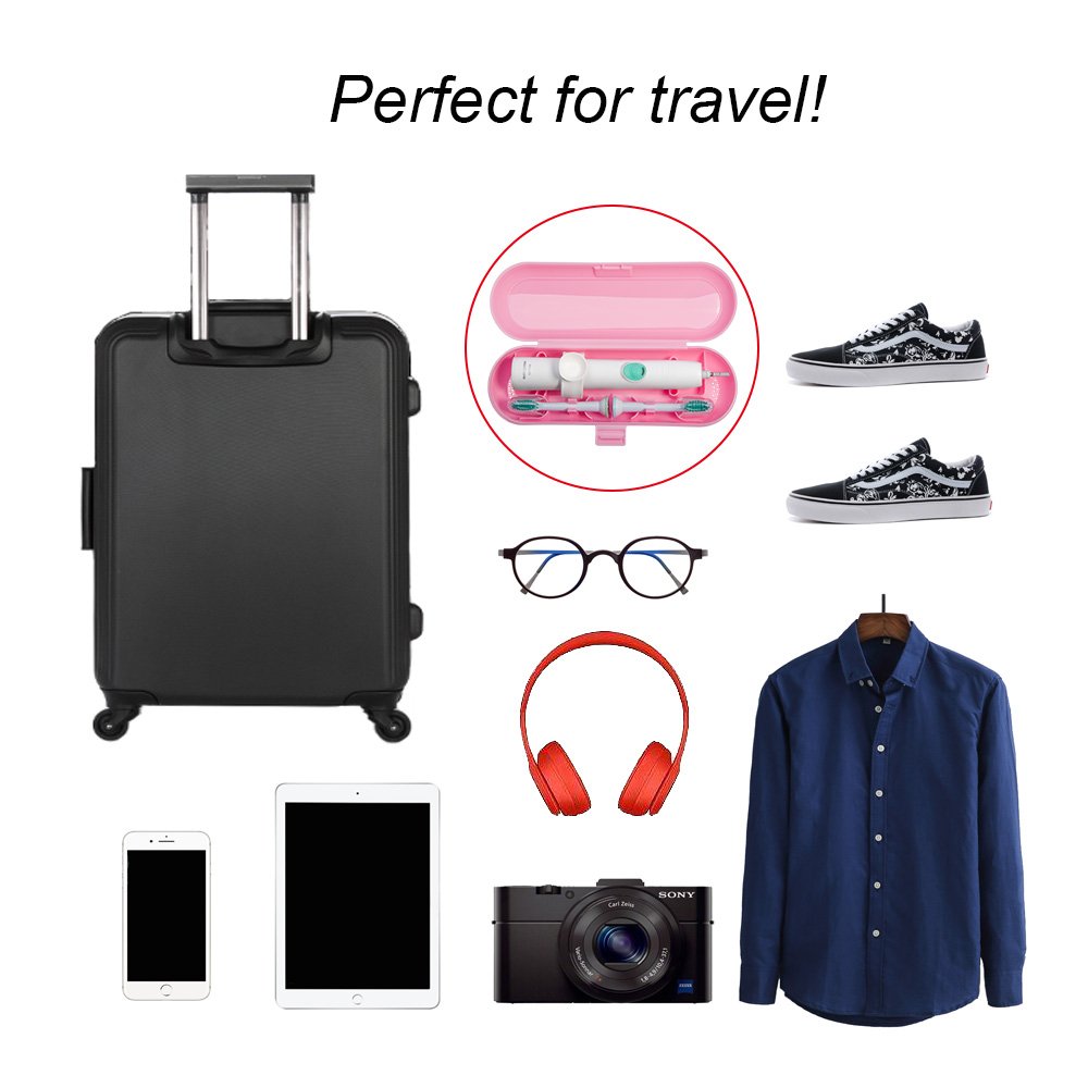 Nincha Portable Electric Toothbrush Travel Case for Philips Sonicare Series-Durable, Environmentally Friendly, Breathable, Food-Safe Plastic Material(Pink)
