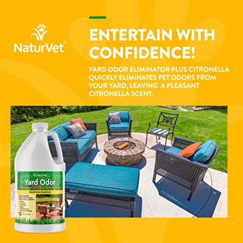 NaturVet β Yard Odor Eliminator Plus Citronella Spray β Eliminate Stool and Urine Odors from Lawn and Yard β Designed for Use on Grass, Patios, Gravel, Concrete & More β 64oz Refill (No Hose Nozzle)