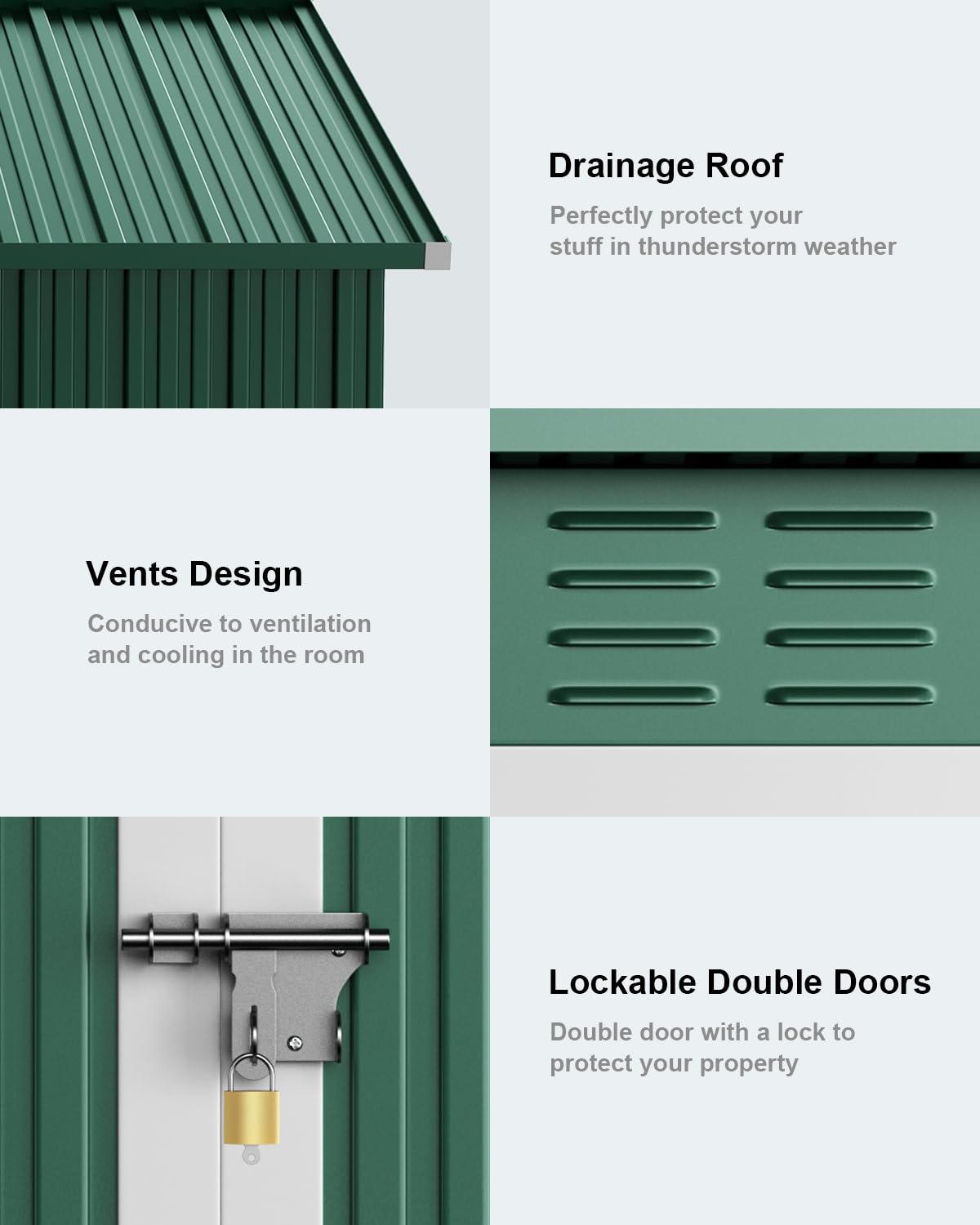 Bealife 6' x 4' Outdoor Storage Shed Clearance, Metal Outdoor Storage Cabinet with Double Lockable Doors, Waterproof Tool Shed, Backyard Shed for Garden, Patio, Lawn (Green)