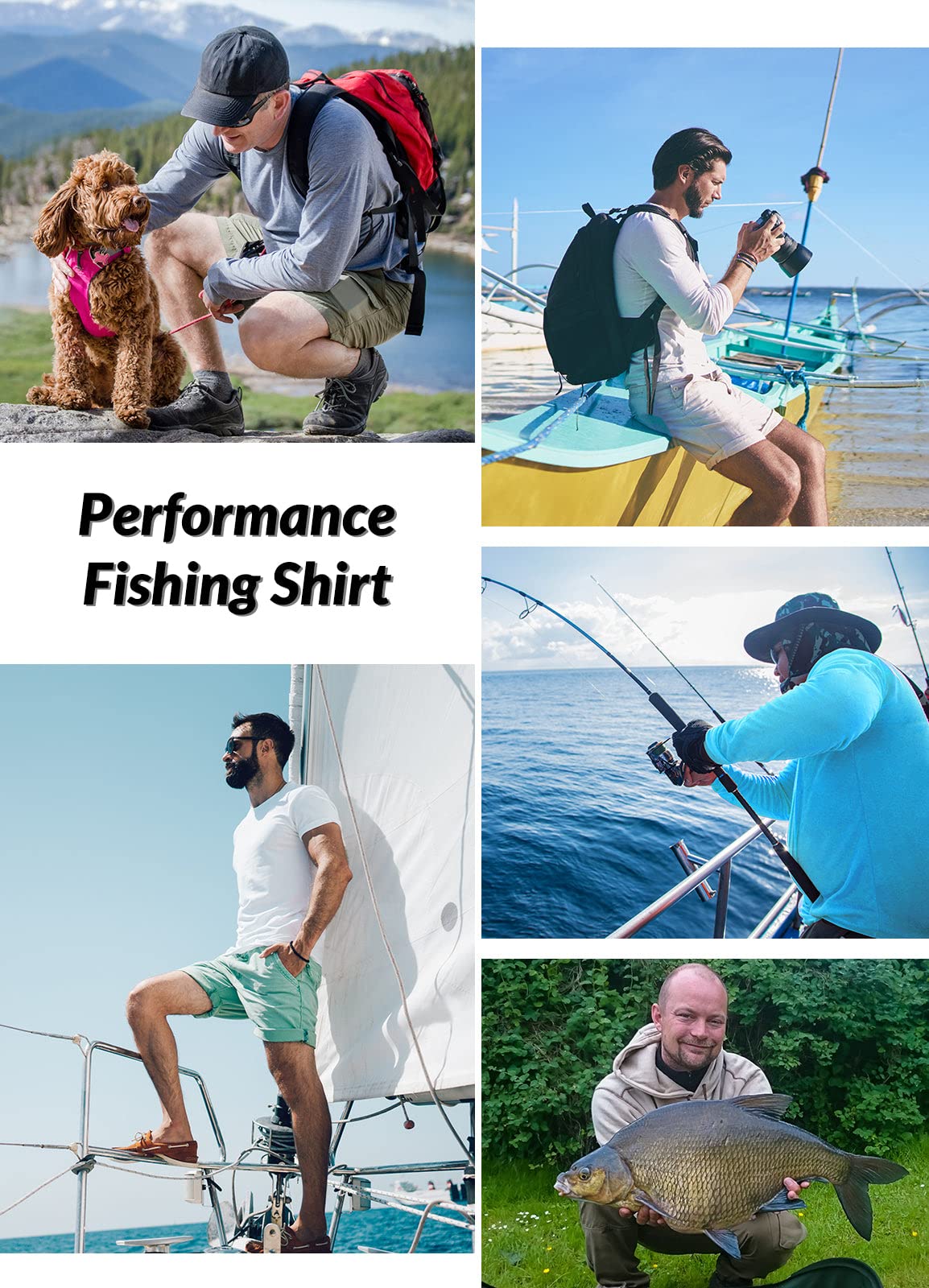 BALEAF Men's Fishing Shirts Long Sleeve Performance UPF 50+ Sun Protection SPF T-Shirts Swimming Quick Dry White XL
