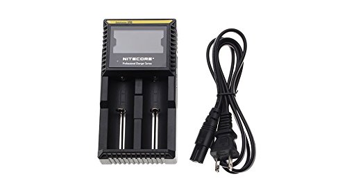 Nitecore D2 EU Battery Two Bays Charger with LCD Display,Black,Li-ion (26650, 22650, 18650, 17670, 18490, 17500, 18350, 16340(RCR123), 14500, 10440). Ni-MH and Ni-Cd (AA, AAA, AAAA, C) rechargeable batteries