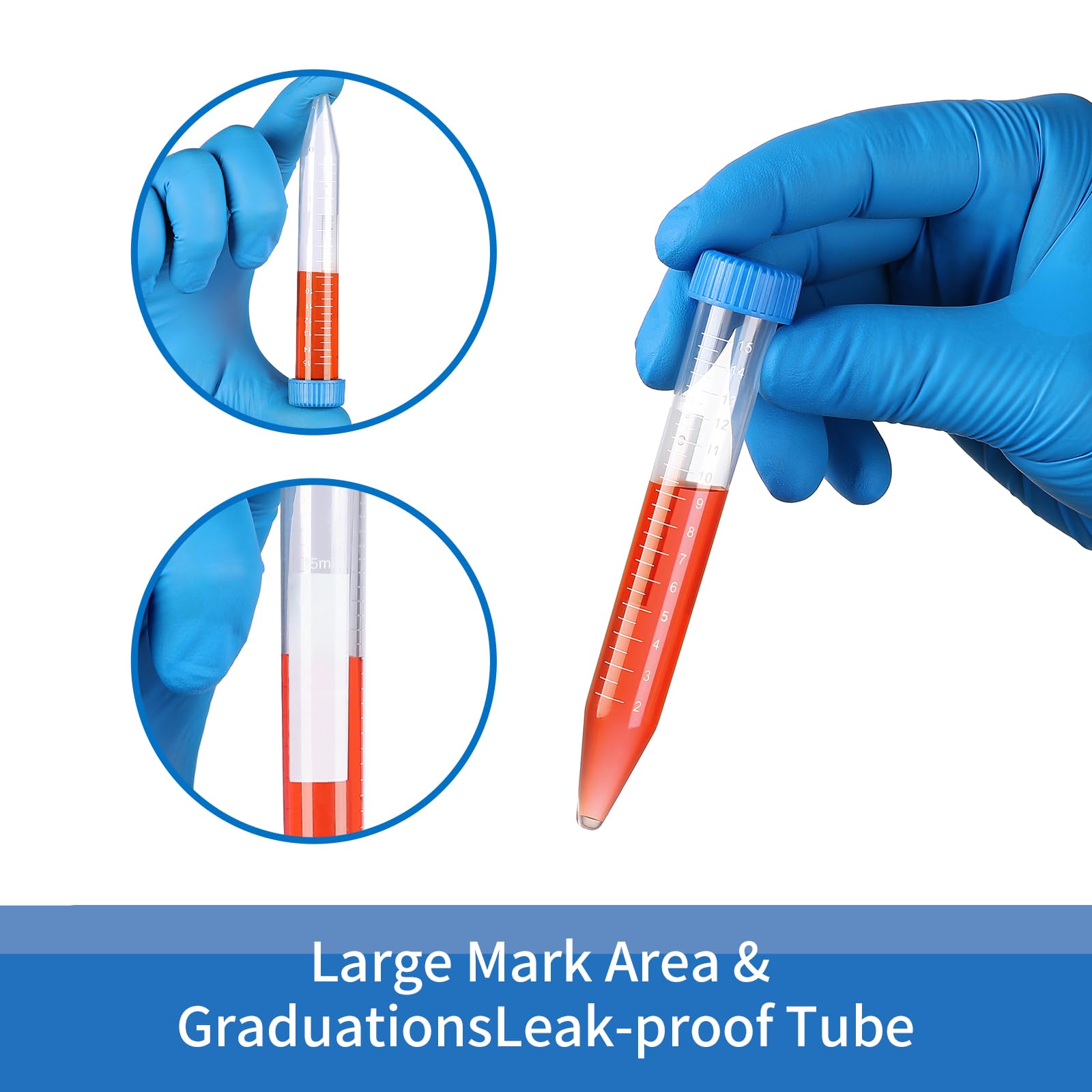 BIPEE Centrifuge Tubes, 15mL lab tubes, test tubes with caps, Plastic Container for plant tissue culture kit,coffee tubes