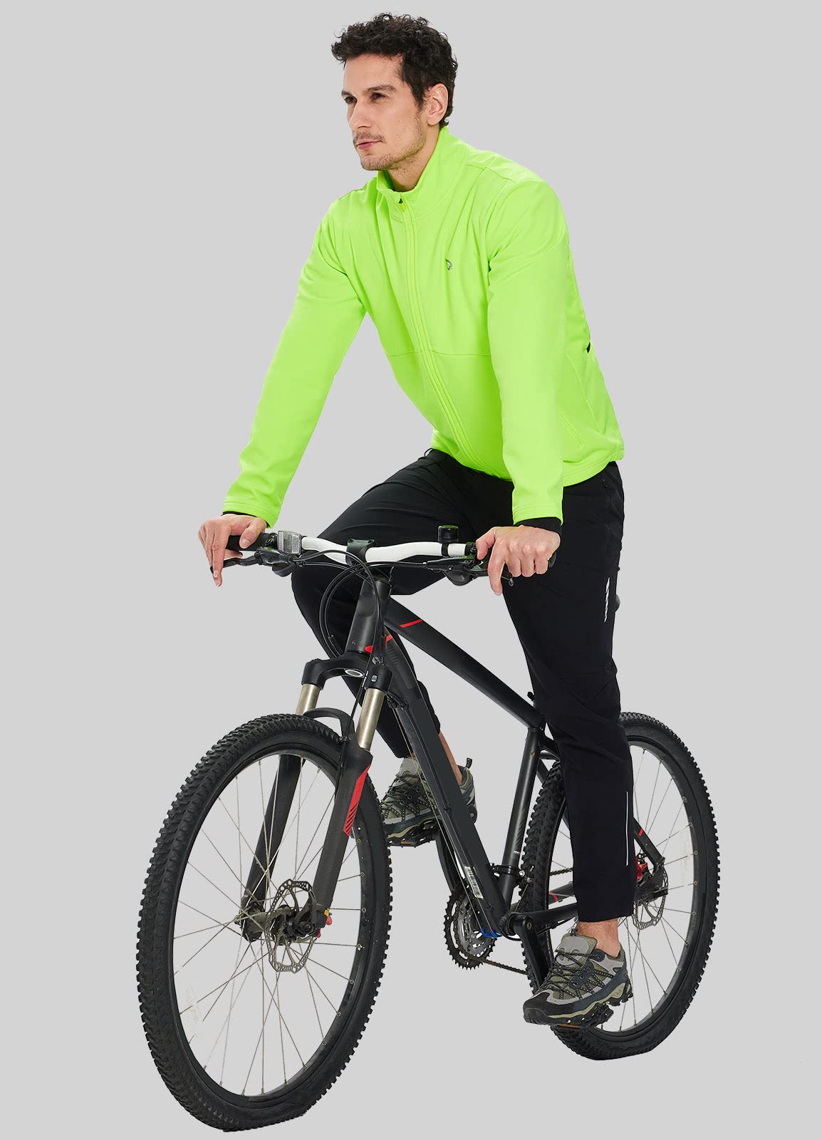 BALEAF Men's Winter Jacket Water Resistant Windproof Softshell Warm Pockets Cycling Running Cold Weather Gear Green XL
