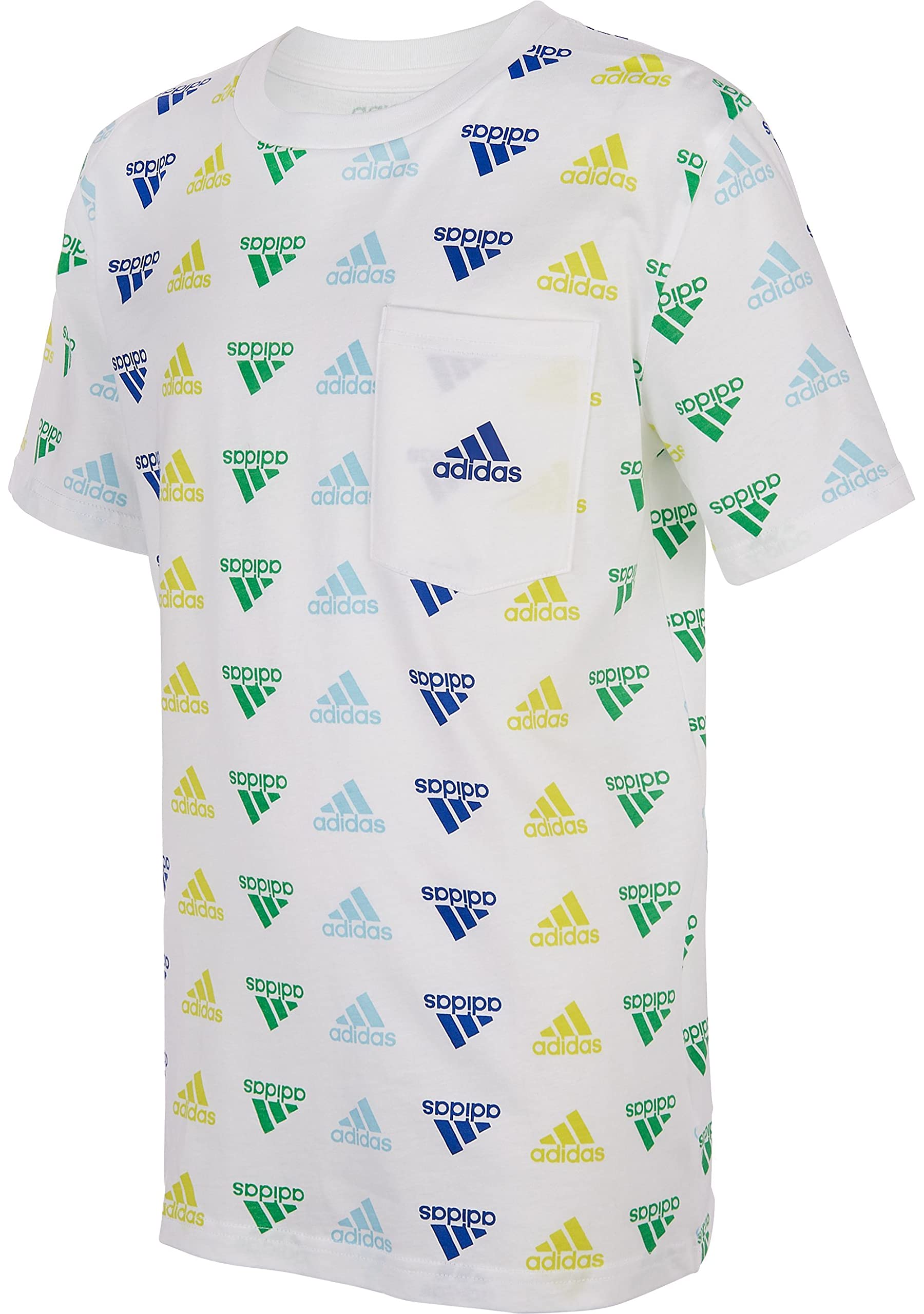 adidas Boys' Brand Love Printed T-Shirt (as1, Alpha, l, Regular, White/Multi)