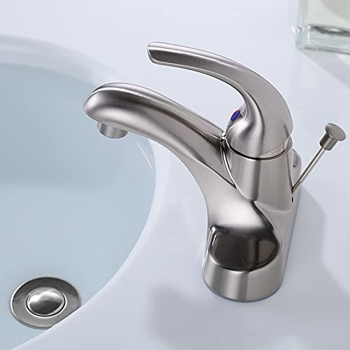 Bathroom Sink Drain with Lift Rod, Brushed Nickel Sink Drain with Overflow, ARCORA Drain Stopper for Vessel Sink