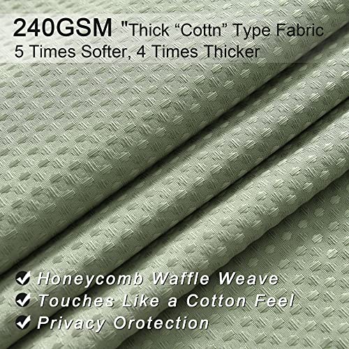 GERGELLA Sage Green Shower Curtain - Waffle Heavy Duty Fabric Shower Curtains for Bathroom, Showers, Hotel Spa Luxury Weighted Polyester Cloth Bath Curtain Set with 12 Hooks,72Wx72H,Green