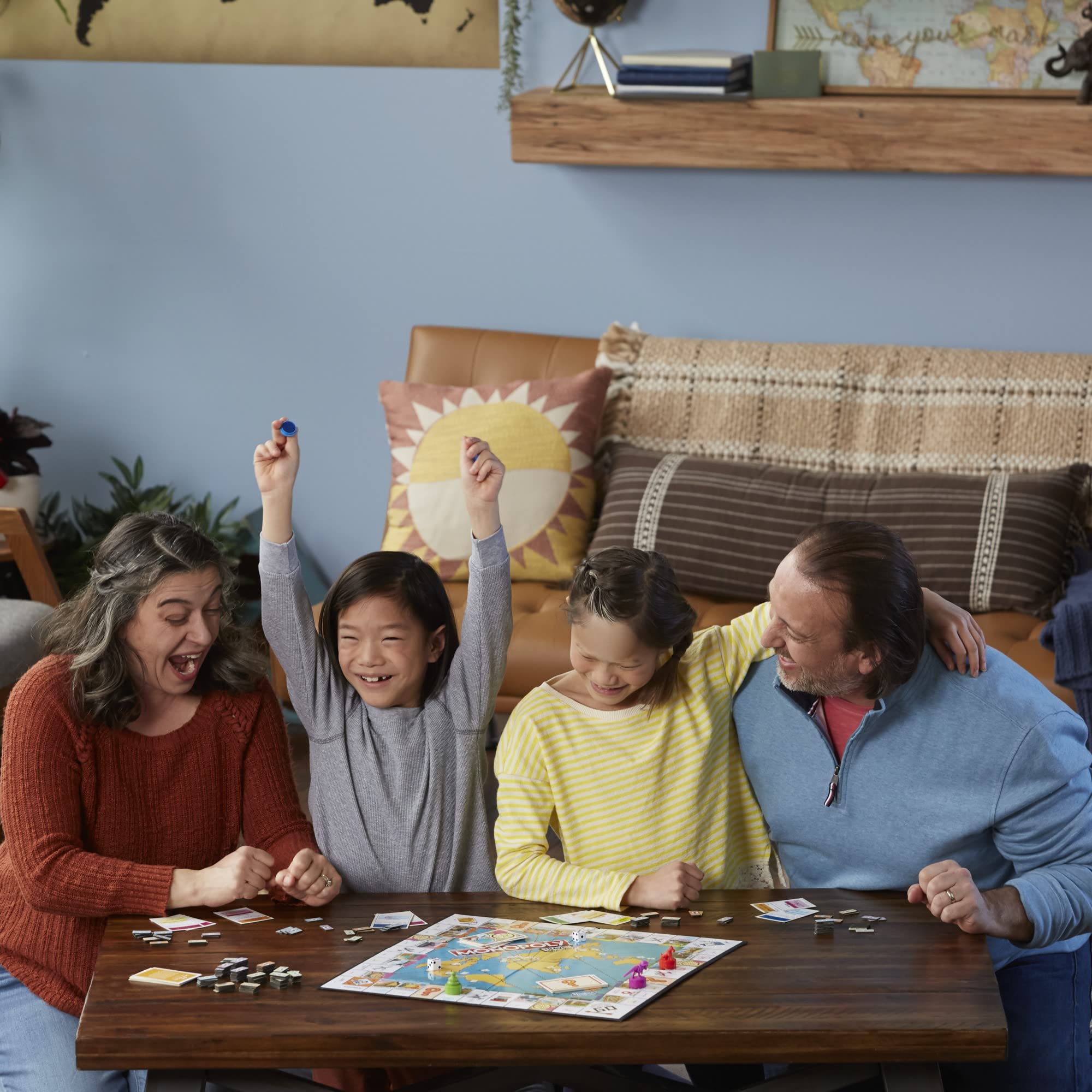 Hasbro Gaming Monopoly World Tour Board Game with Token Stampers and Dry-Erase Gameboard for Family Game Night