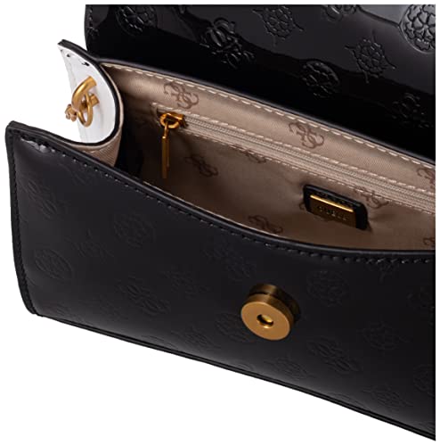 GUESS womens Zira Mini Crossbody Flap, Mocha Logo/Black, one size US