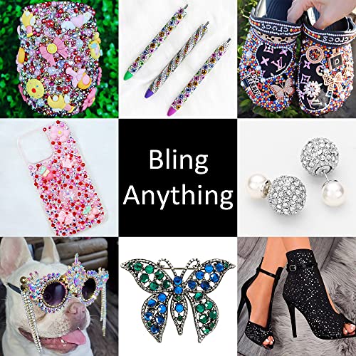 Glue With 2500Pcs Clear Silver Rhinestones Diamonds for Crafts Clothes Clothing Fabric Shoes, FlatBack Rhinestone Kit Silver Gems for Crafts Jewels Flat Back Rinestones for Tumbler, Badazzle kit