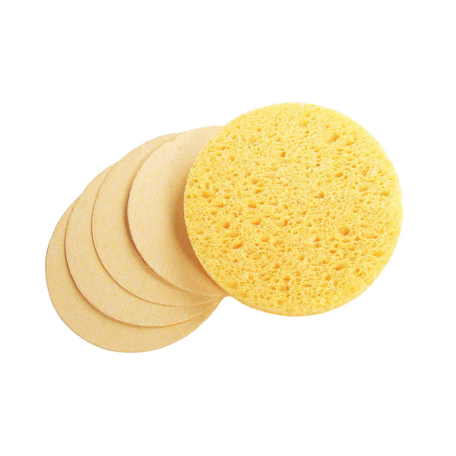 Facial Sponges - APPEARUS Compressed Natural Cellulose Face Sponge - Made in USA - Spa Sponges for Face Cleansing, Massage, Pore Exfoliating, Mask, Makeup Removal (50 Count) (Yellow)