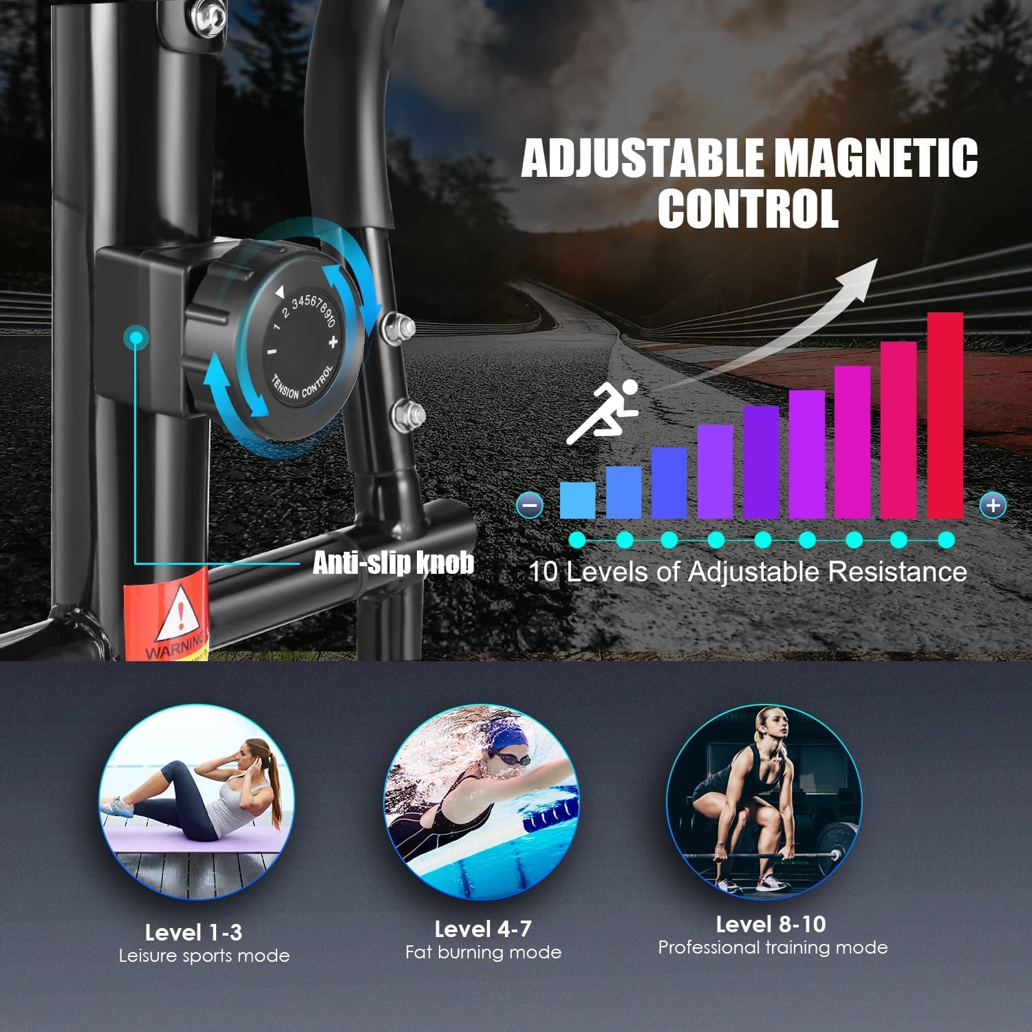 ANCHEER APP Elliptical Machine, Elliptical Trainer with 10 Levels of Magnetic Resistence