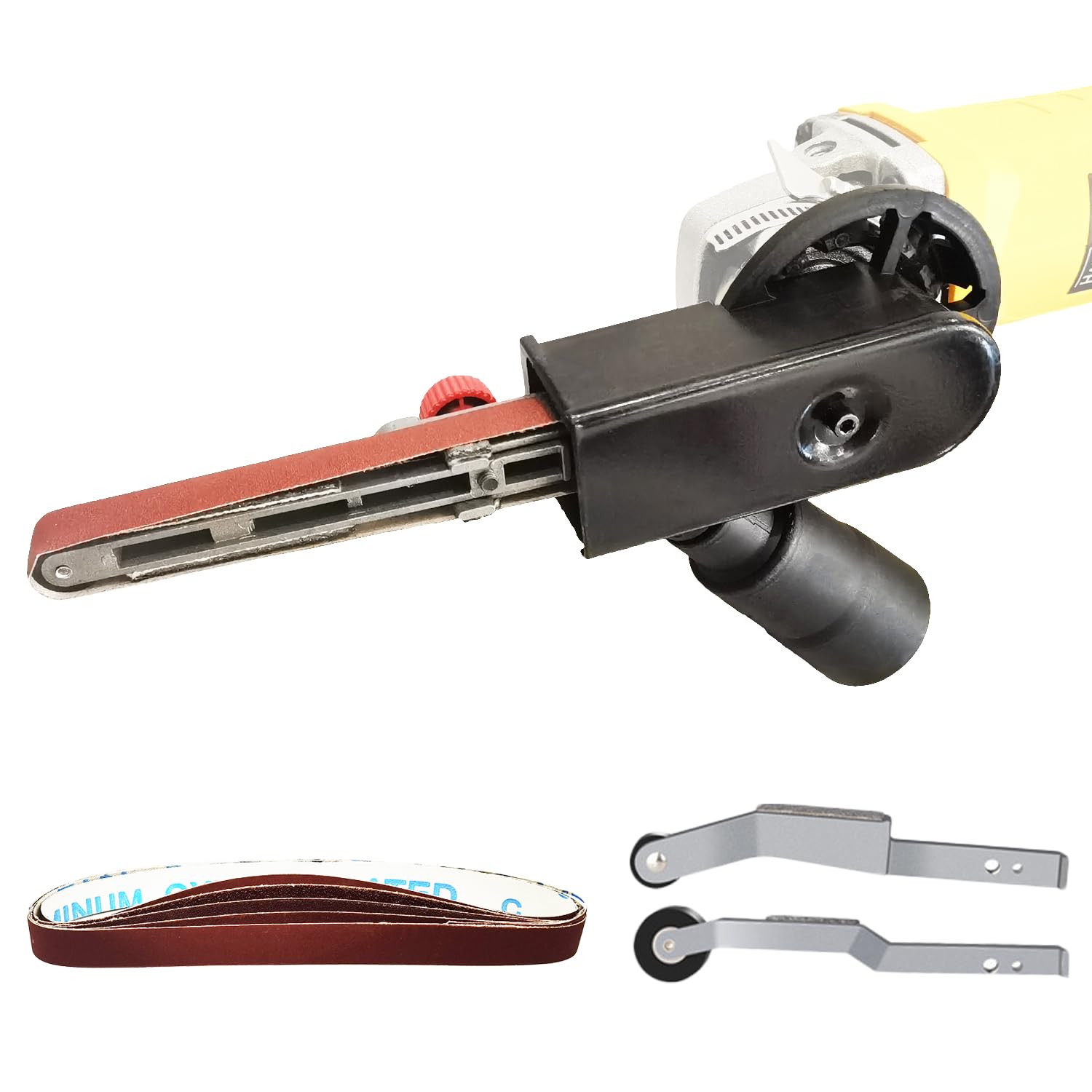 Belt Sander attachments for Angle Grinder, Corner Detailing File Sander adapter, US 5/8-11 Thread, Professional Tools for Welding Points Grinding, Woodworking and Metal Rust Removal (1/2x18 in belts)