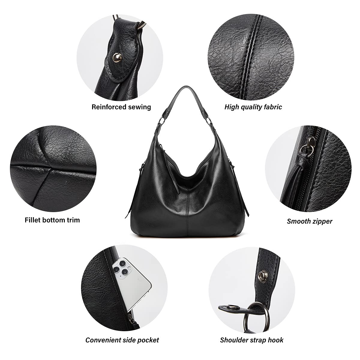 Ashioup Hobo Bags for Women Slouchy Purse Soft PU Leather Handbag Shoulder Bag Apricot