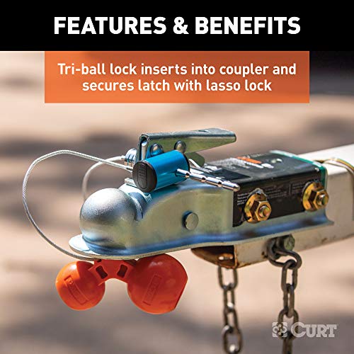 CURT 23082 Universal Tri-Ball Trailer Coupler Lock, Fits 1-7/8, 2, 2-5/16-Inch, Orange