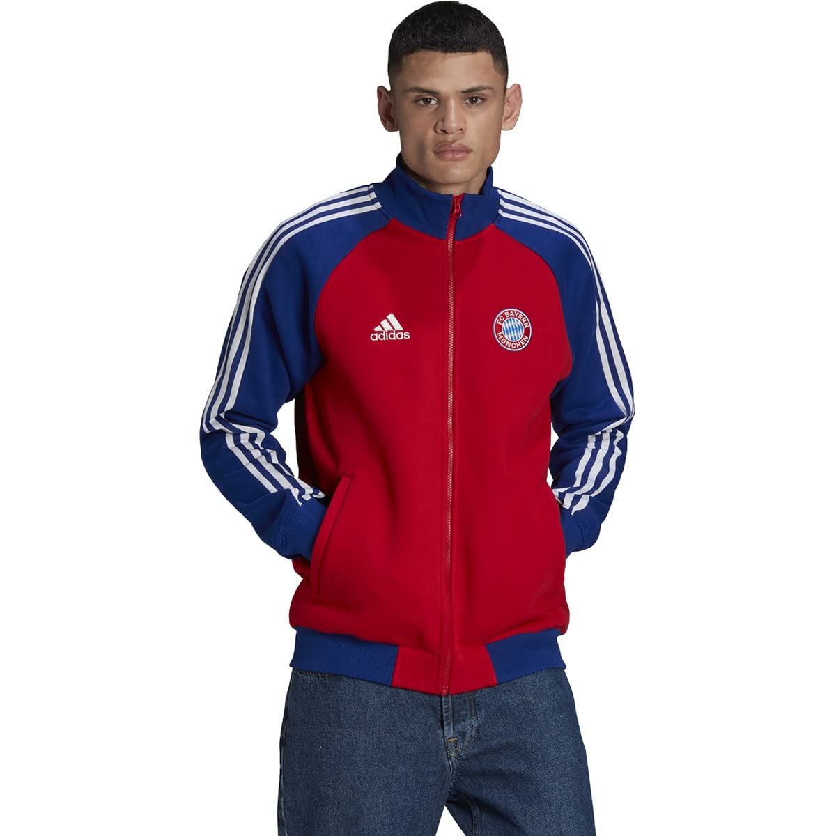 adidas Men's FC BAYERN 21/22 ANTHEM JACKET (RED/MYSTERY, Large)