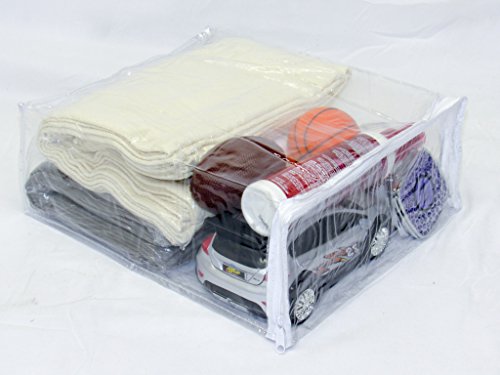 Oreh Homewares Heavy Duty Vinyl Zippered (Clear) Storage Bags (9" x 11" x 4") for Dresses, Shirts, Pants, Fabrics (1.7 Gallon) 5-Pack