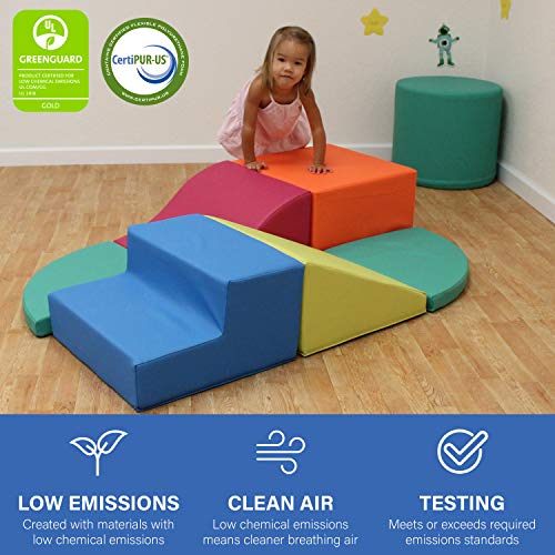 Factory Direct Partners 13021-LMRS SoftScape Playtime All Around Climber for Crawling Infants and Toddlers, Soft Foam Indoor Active Play with Steps and Slides (6-Piece) - Lime/Raspberry