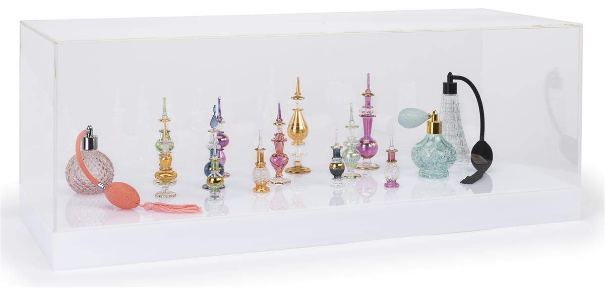 Displays2go 30 x 12 Illuminated Acrylic Display Case, 16 Color Modes ā Clear, White (FDLEDDCSQ3)