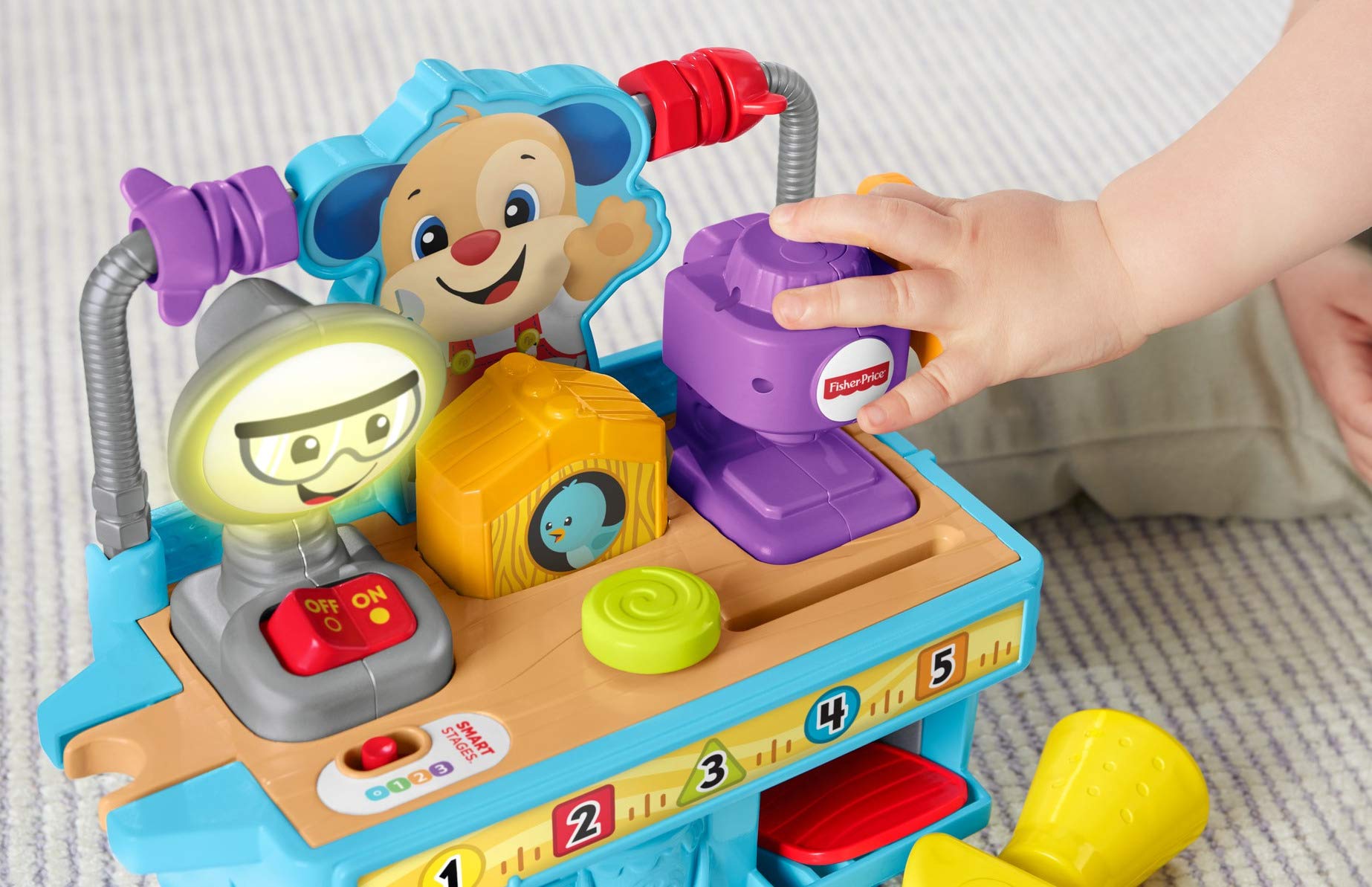 Fisher-Price Baby & Toddler Toy Laugh & Learn Busy Learning Tool Bench Construction Activity for Pretend Play Infants Ages 6+ Months