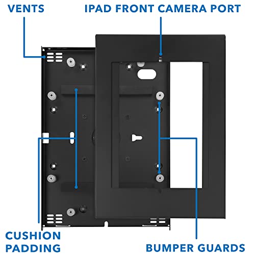 Mount-It! Anti-Theft Tablet Kiosk Floor Stand Compatible with iPad and Samsung | Height Adjustable Secure Check-in Stand | Free-Standing Or Secure Bolt-On Design