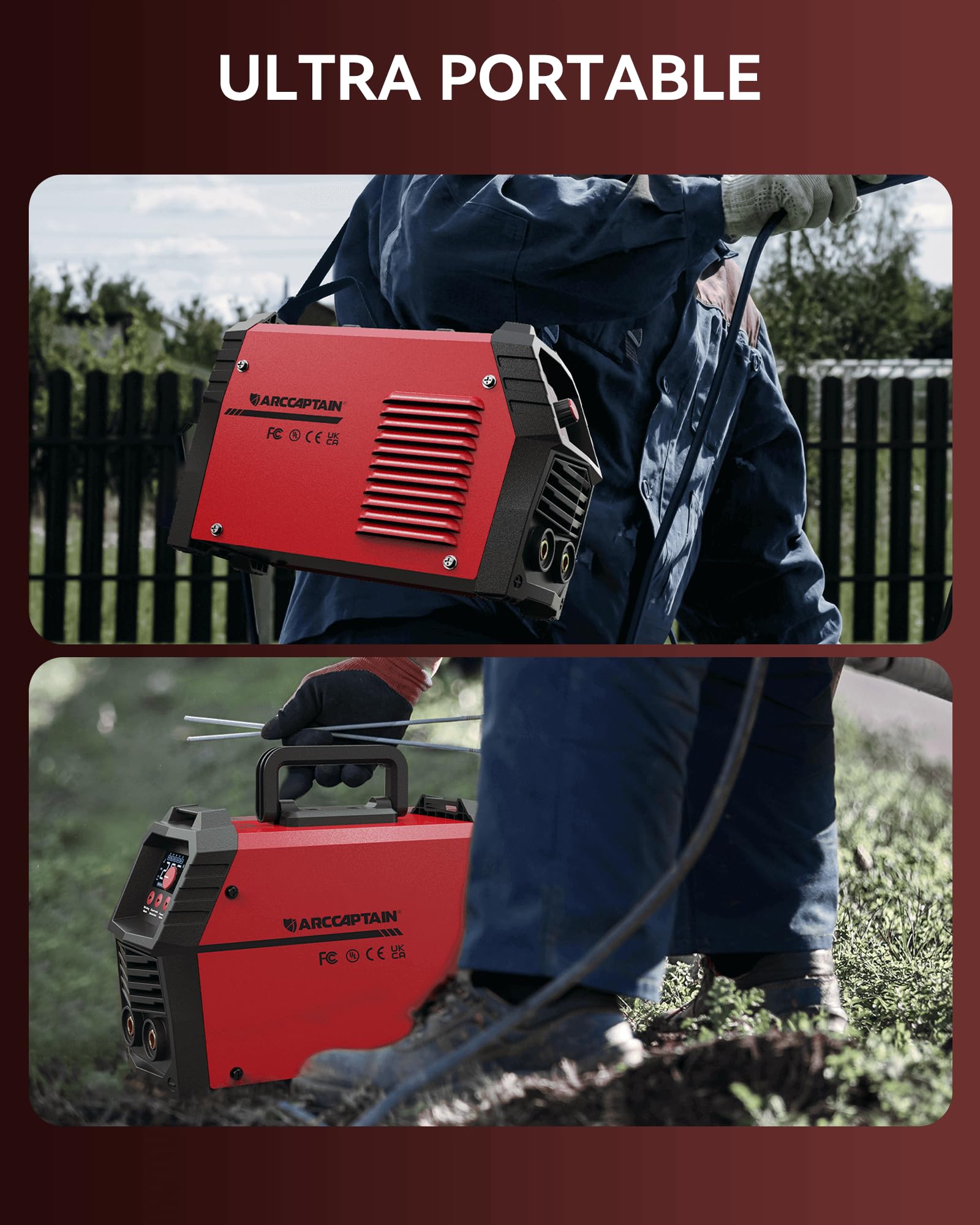 ARCCAPTAIN 110V/220V Stick Welder, [Large LED Display] 160Amp ARC Welding Machine with Synergic Control, IGBT Inverter Portable MMA Welder Machine with Lift Tig Hot Start, Arc force and Anti-Stick