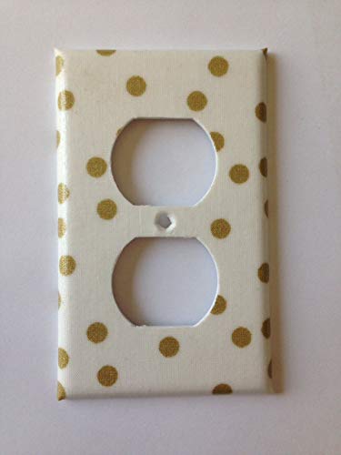 Gold White Polka Dots Light Switch Cover Various Sizes Offered