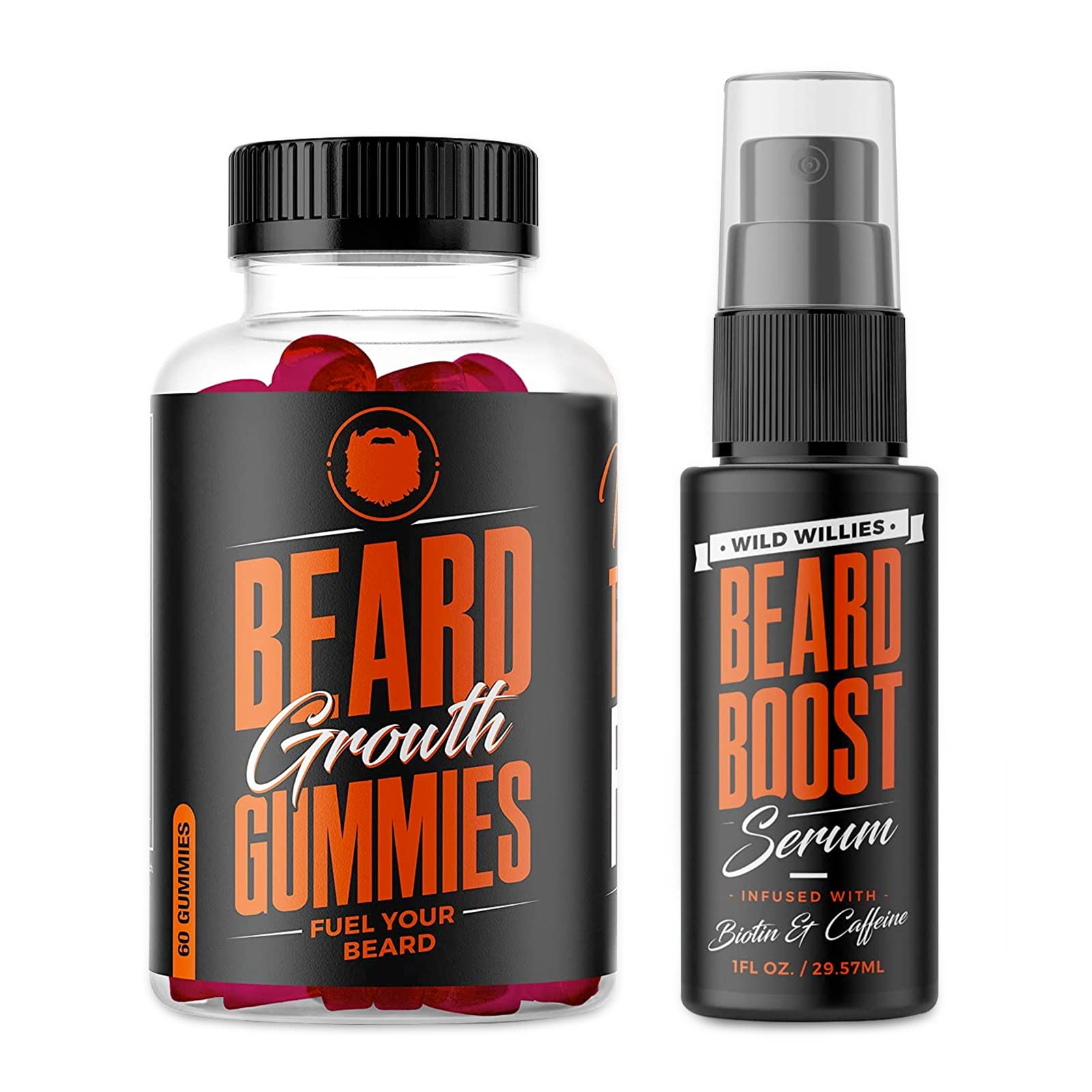 Beard Growth Serum & Gummies Bundle by Wild Willies for Thicker & Fuller Beard